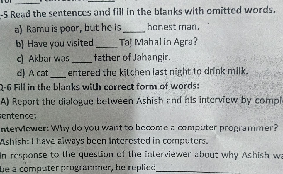 -5 Read the sentences and fill in the blanks | StudyX