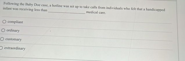 Following the Baby Doe case, a hotline was