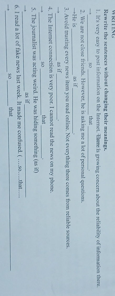 Rewrite the sentences without changing their | StudyX