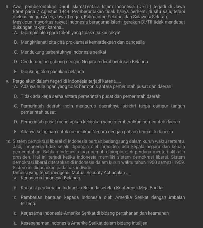 8. Awal pemberontakan Darul Islam/Tentara | StudyX