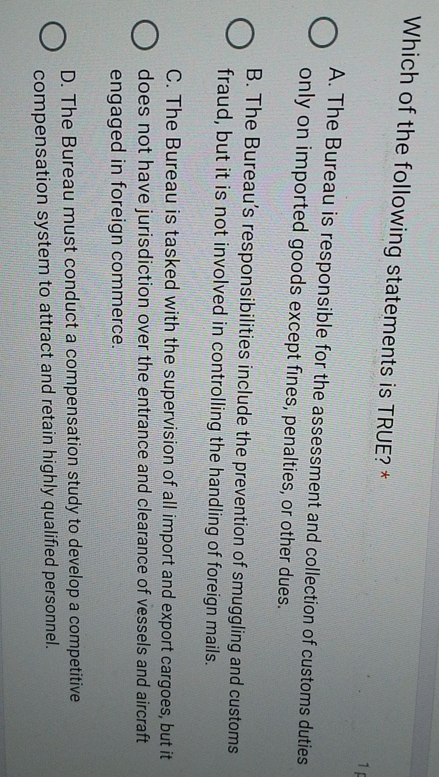 Which of the following statements is TRUE? * | StudyX