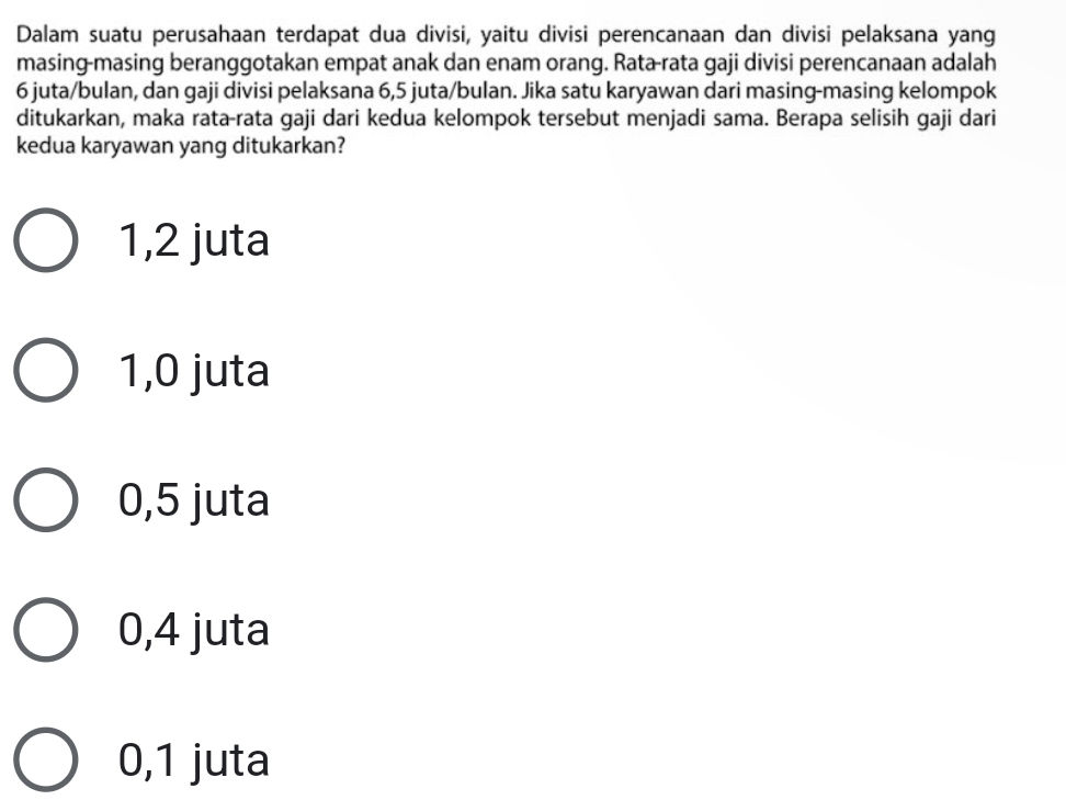 Dalam suatu perusahaan terdapat dua divisi, | StudyX