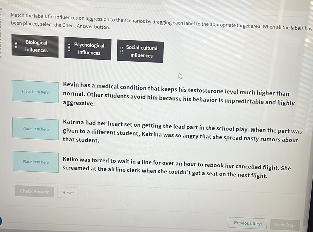 Match the labels for influences on | StudyX