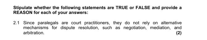 Stipulate whether the following statements | StudyX