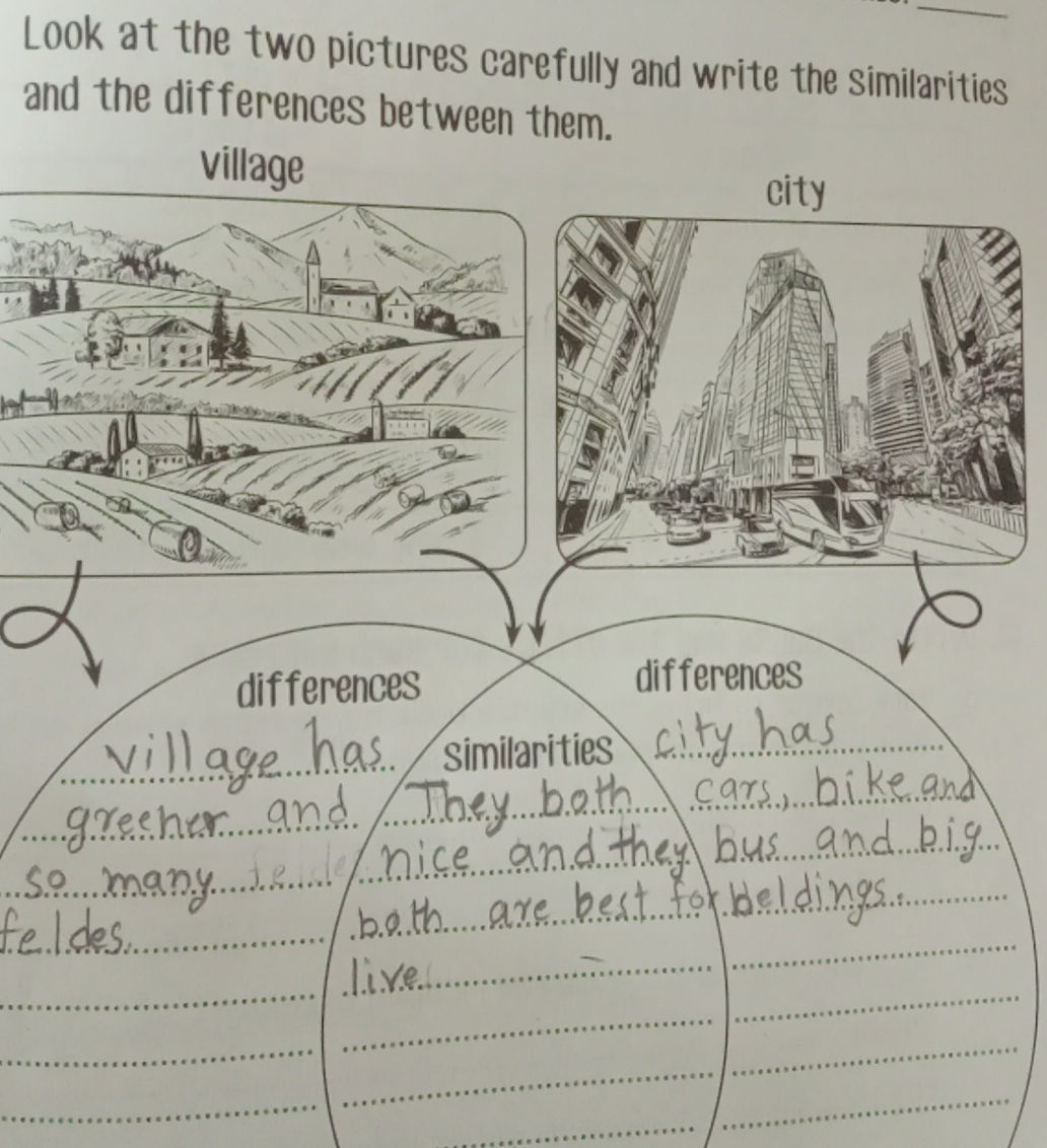 Look at the two pictures carefully and write | StudyX