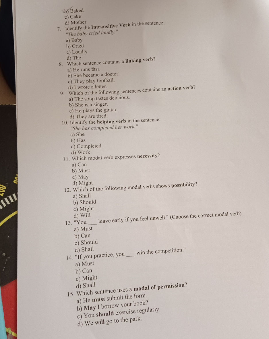 7. Identify the Intransitive Verb in the | StudyX
