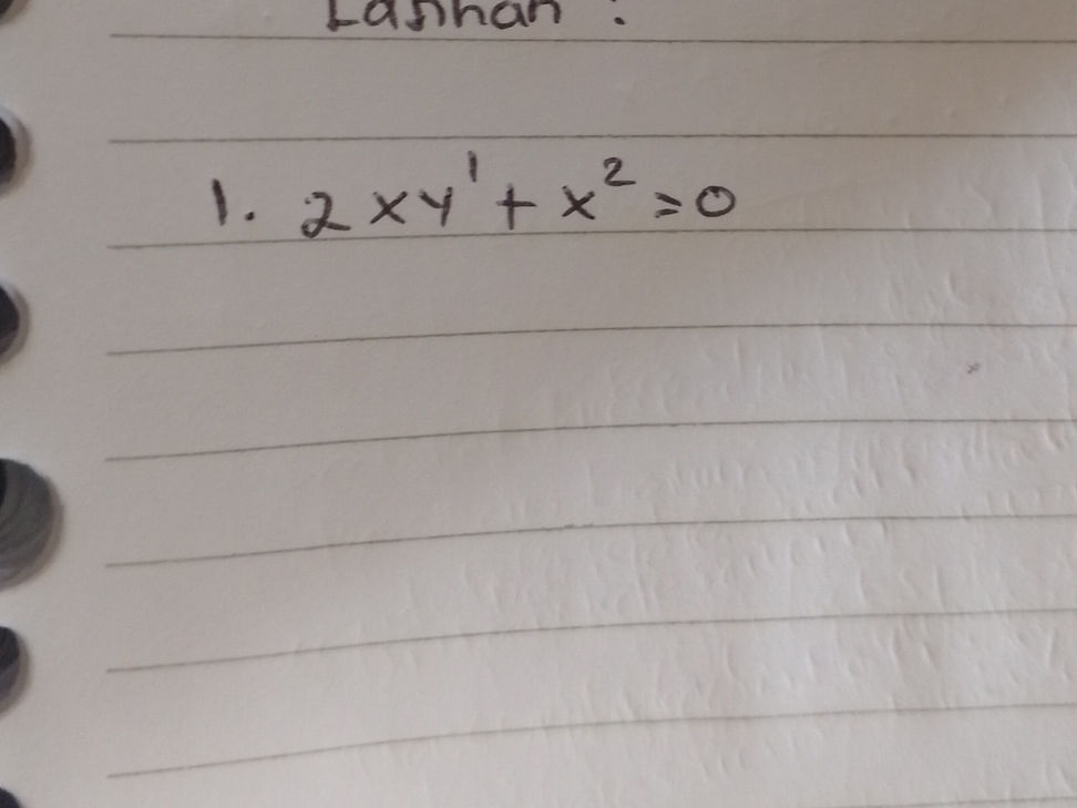 Solve Differential Equation: 2xy' + x^2 = 0 | StudyX