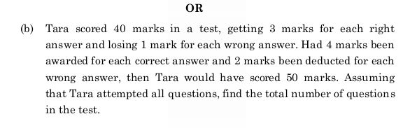 (b) Tara scored 40 marks in a test, getting | StudyX