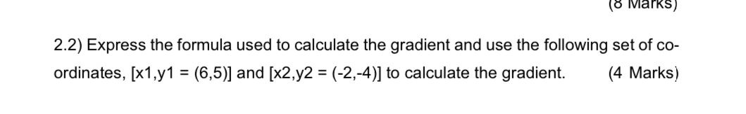 2.2) Express the formula used to calculate | StudyX