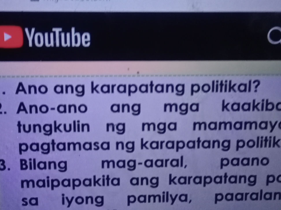 1. Ano ang karapatang politikal? 2. Ano-ano | StudyX