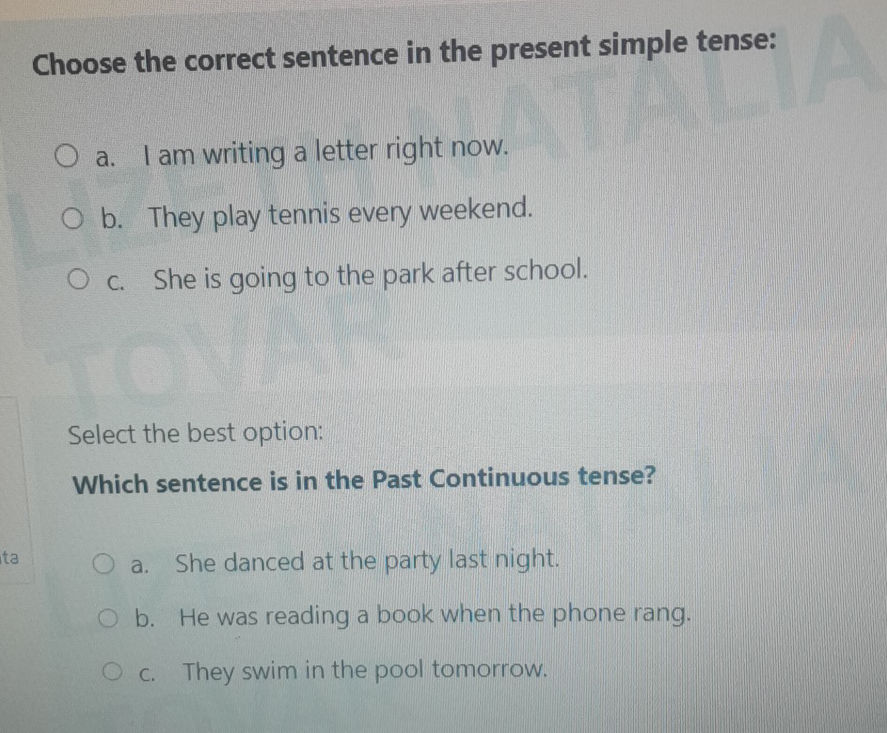 Choose the correct sentence in the present | StudyX