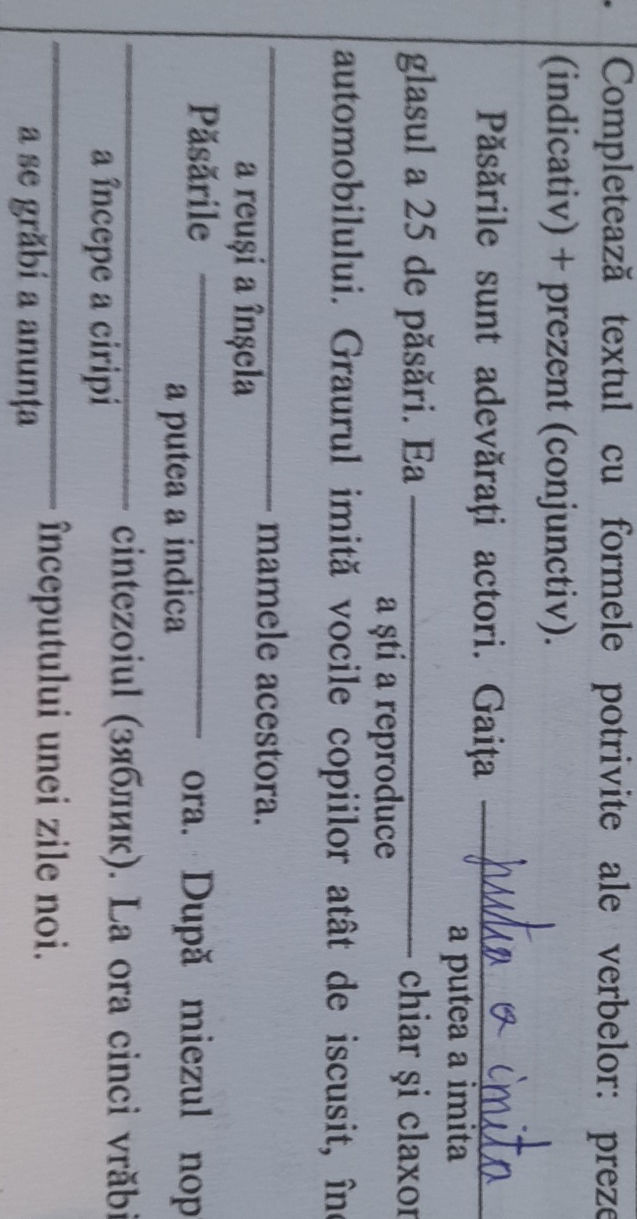 Completează textul cu formele potrivite ale | StudyX