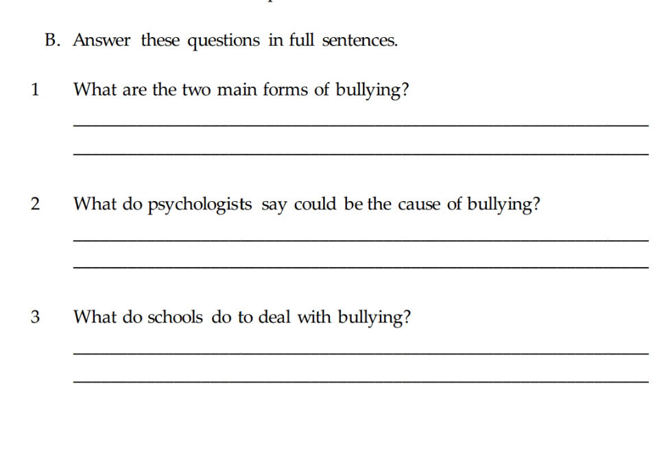 B. Answer these questions in full sentences. | StudyX