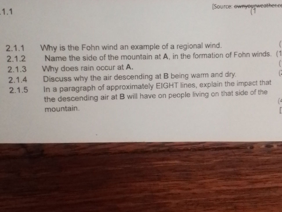 2.1.1 Why is the Fohn wind an example of a | StudyX