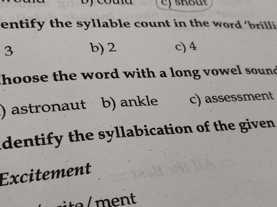 Identify the syllable count in the word | StudyX