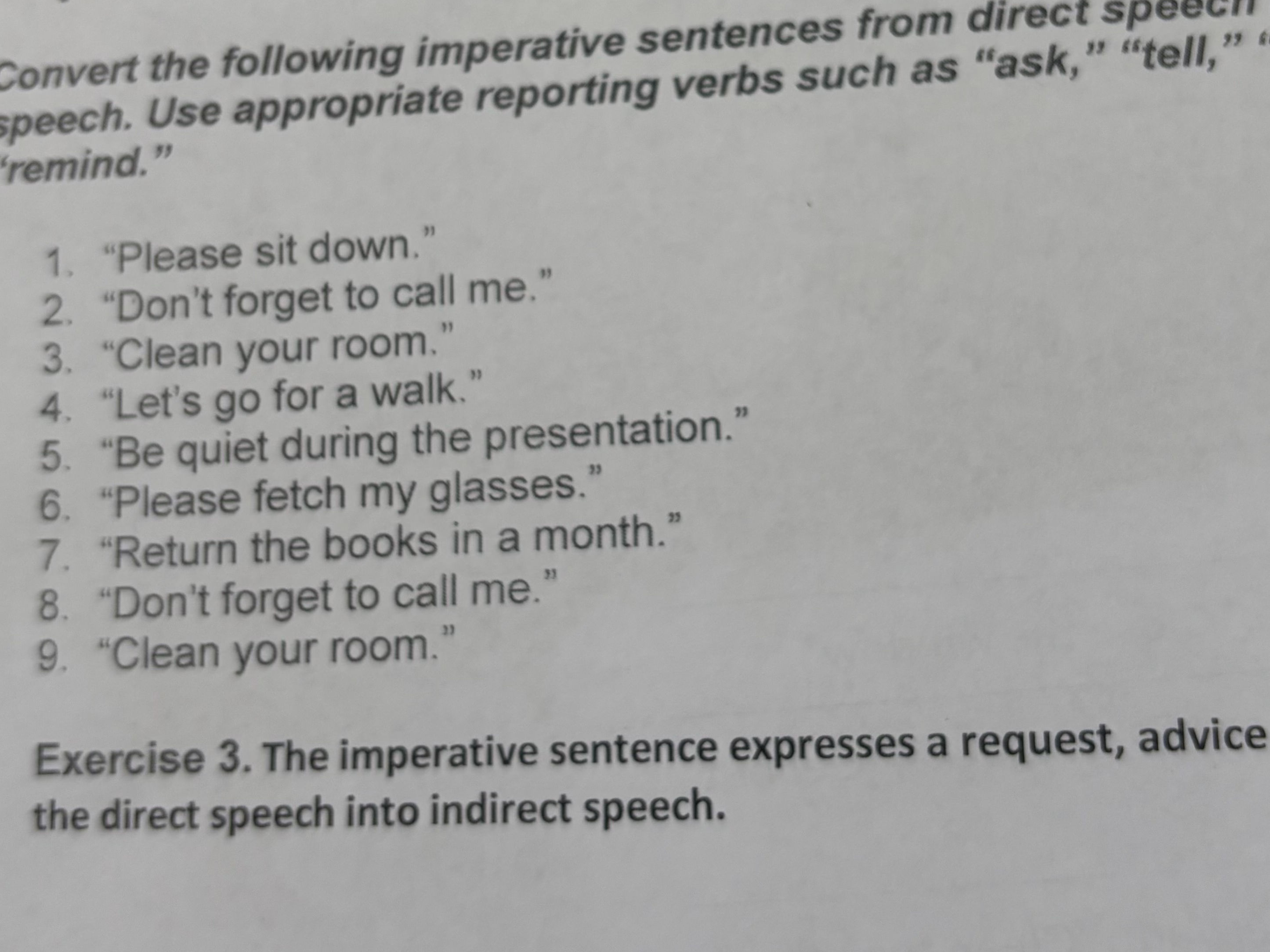 Convert the following imperative sentences | StudyX