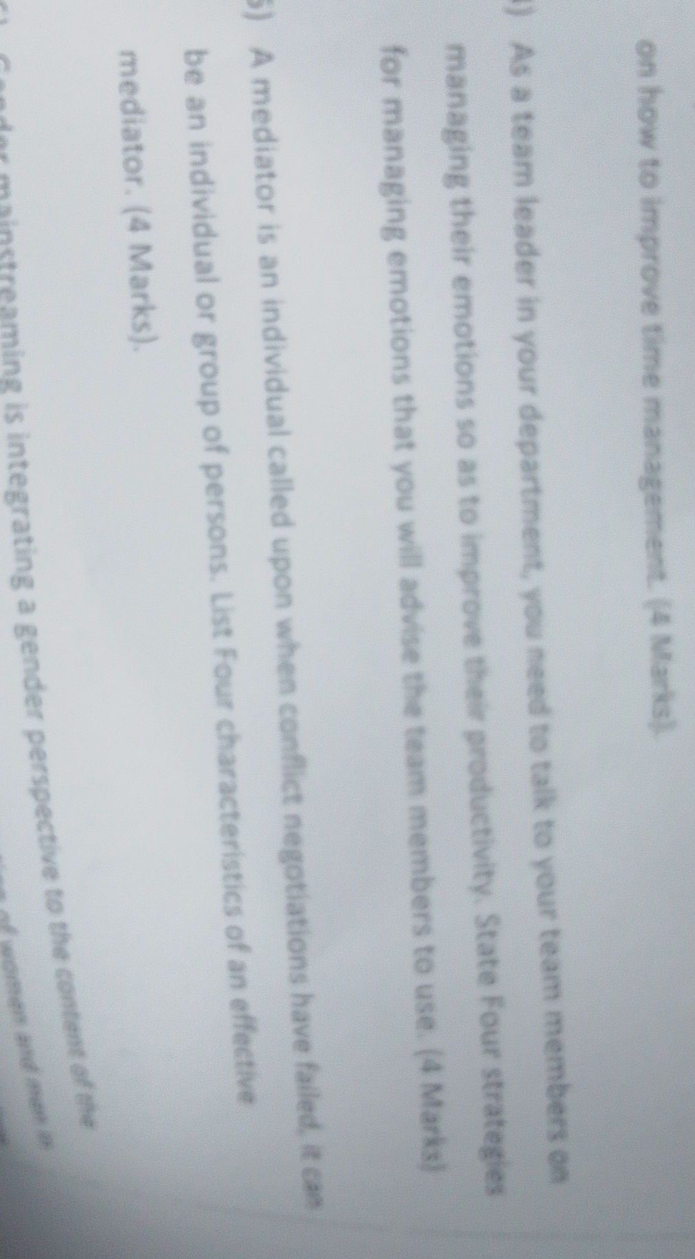 1) As a team leader in your department, you | StudyX