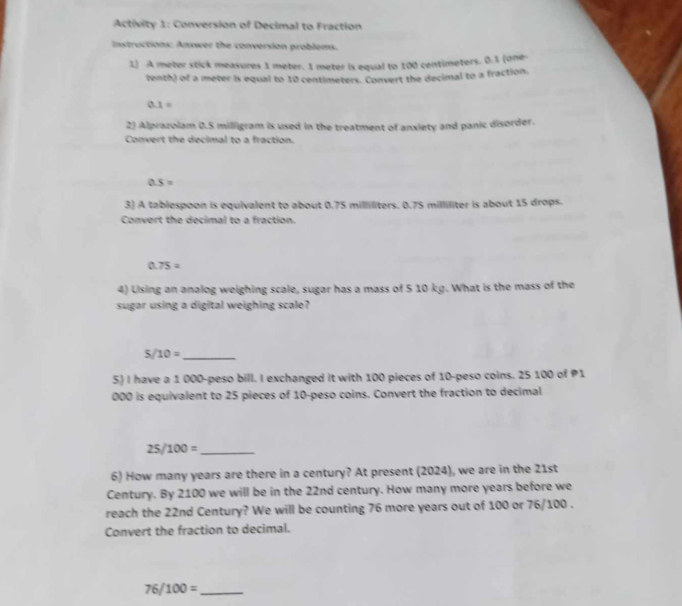 Activity 1: Conversion of Decimal to | StudyX