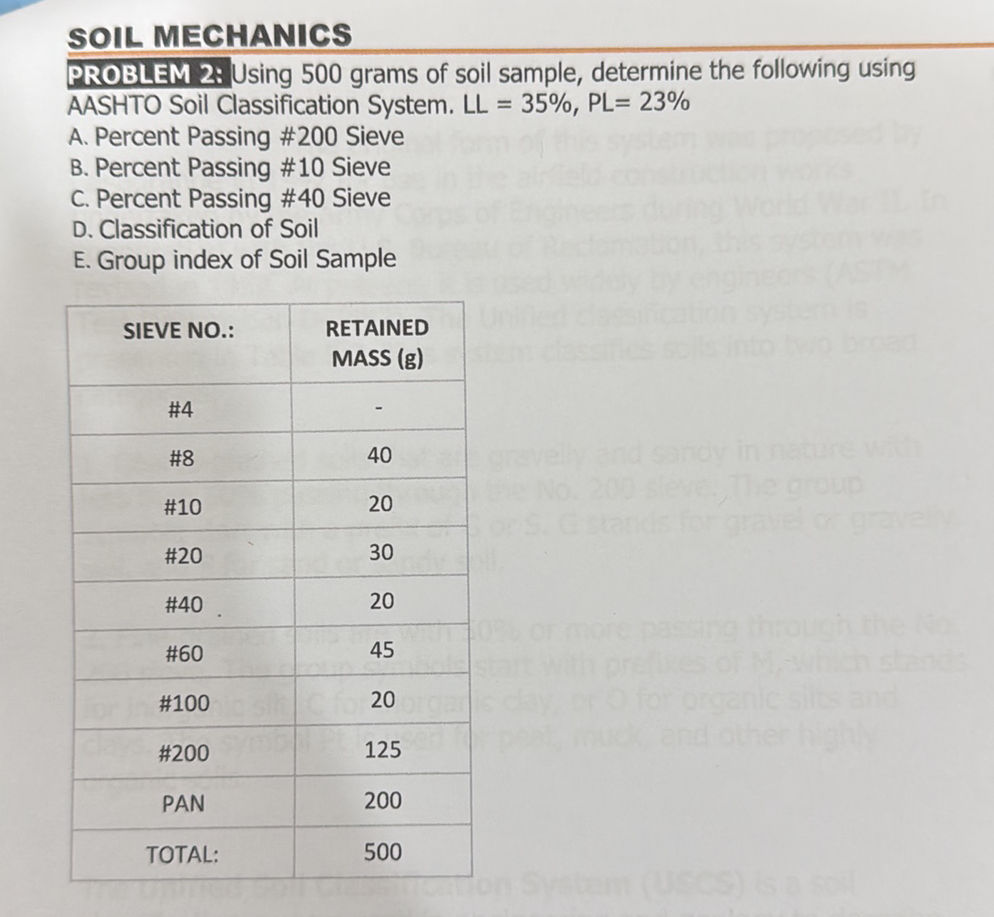 PROBLEM 2: Using 500 grams of soil sample, | StudyX