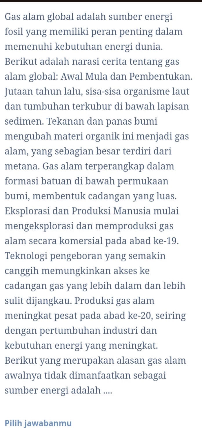 Gas alam global adalah sumber energi fosil | StudyX
