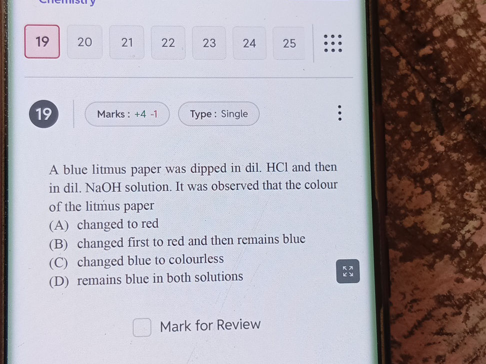 A blue litmus paper was dipped in dil. HCl | StudyX