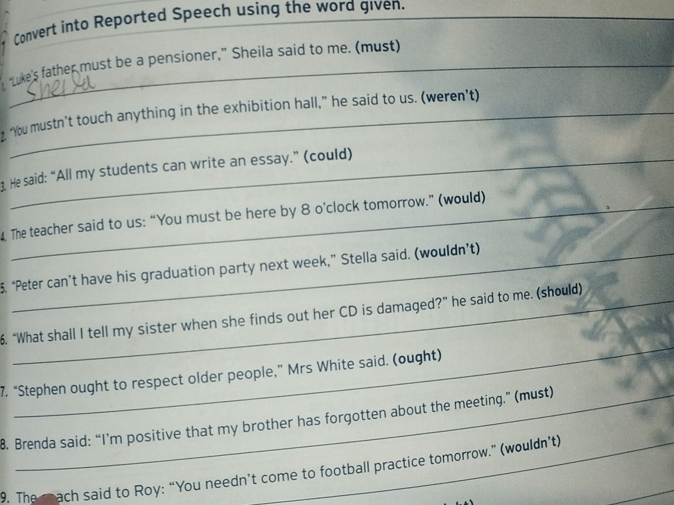 Convert into Reported Speech using the word | StudyX