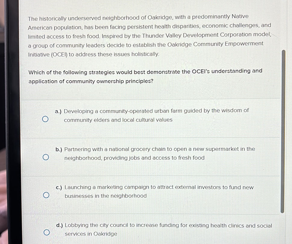 The historically underserved neighborhood of | StudyX