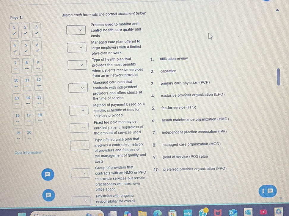 Match each term with the correct statement | StudyX
