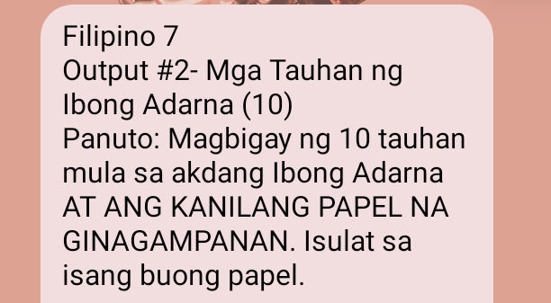 Filipino 7 Output #2- Mga Tauhan ng Ibong | StudyX