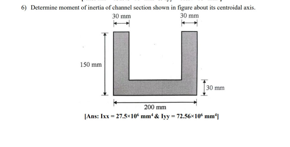 6) Determine moment of inertia of channel | StudyX