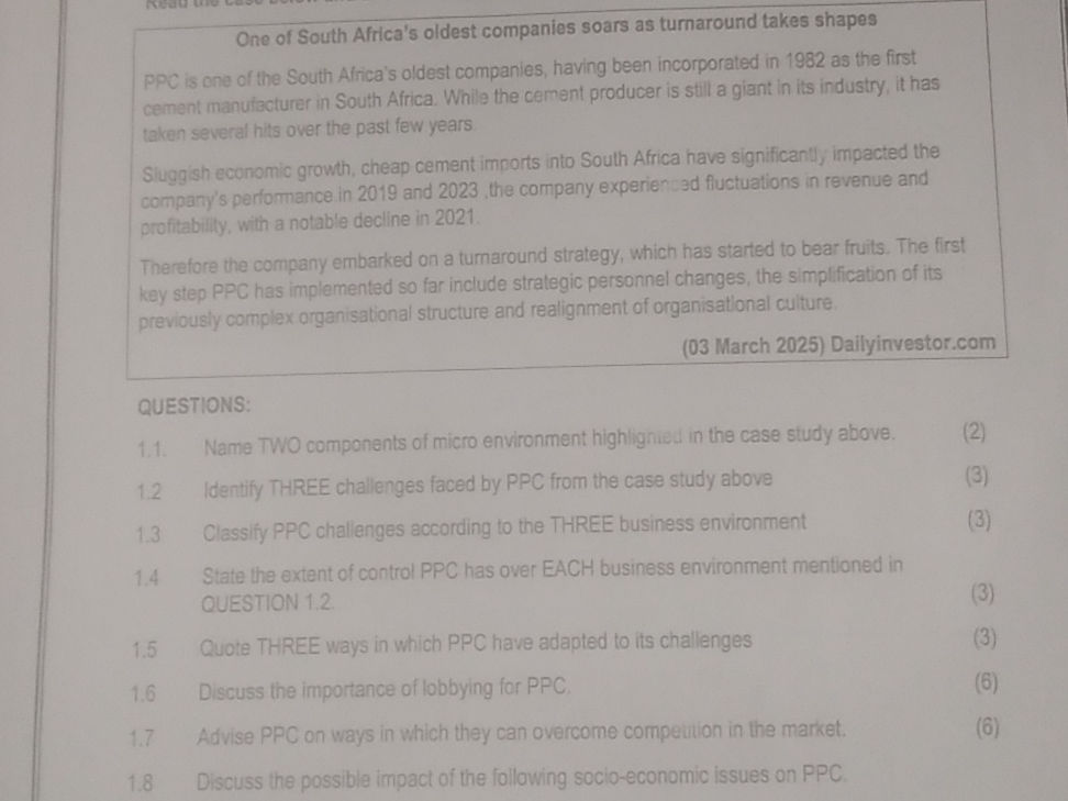 QUESTIONS: 1.1. Name TWO components of | StudyX