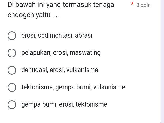 Di bawah ini yang termasuk tenaga endogen | StudyX