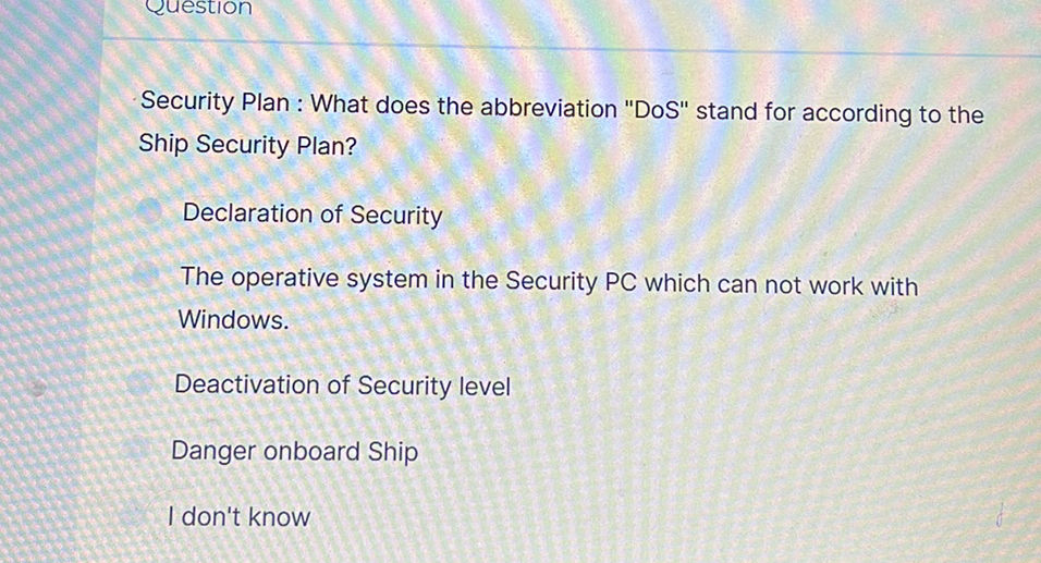 Security Plan: What does the abbreviation | StudyX