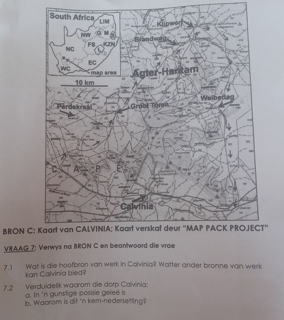 BRON C: Kaart van CALVINIA; Kaart verskaf | StudyX