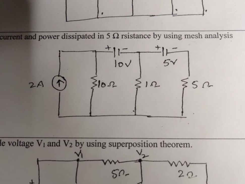 current and power dissipated in 5 Ω | StudyX