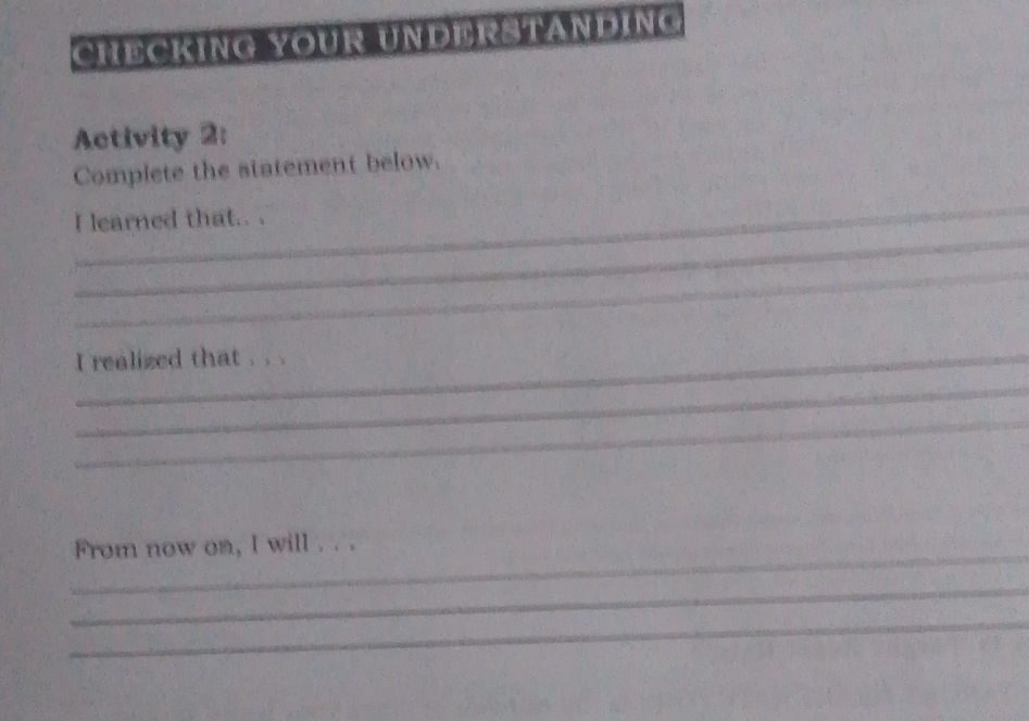 Activity 2: Complete the statement below. I | StudyX