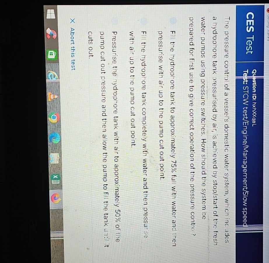 The pressure control of a vessel's domestic | StudyX