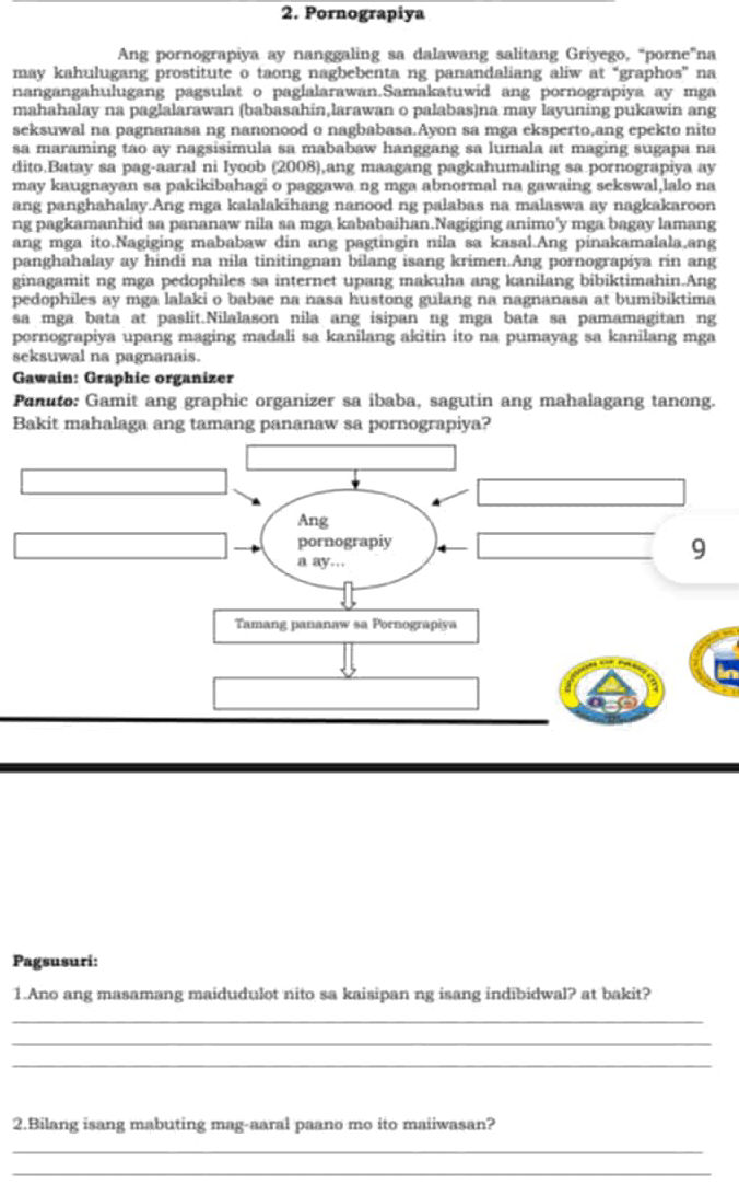 Gawain: Graphic organizer Panuto: Gamit ang | StudyX