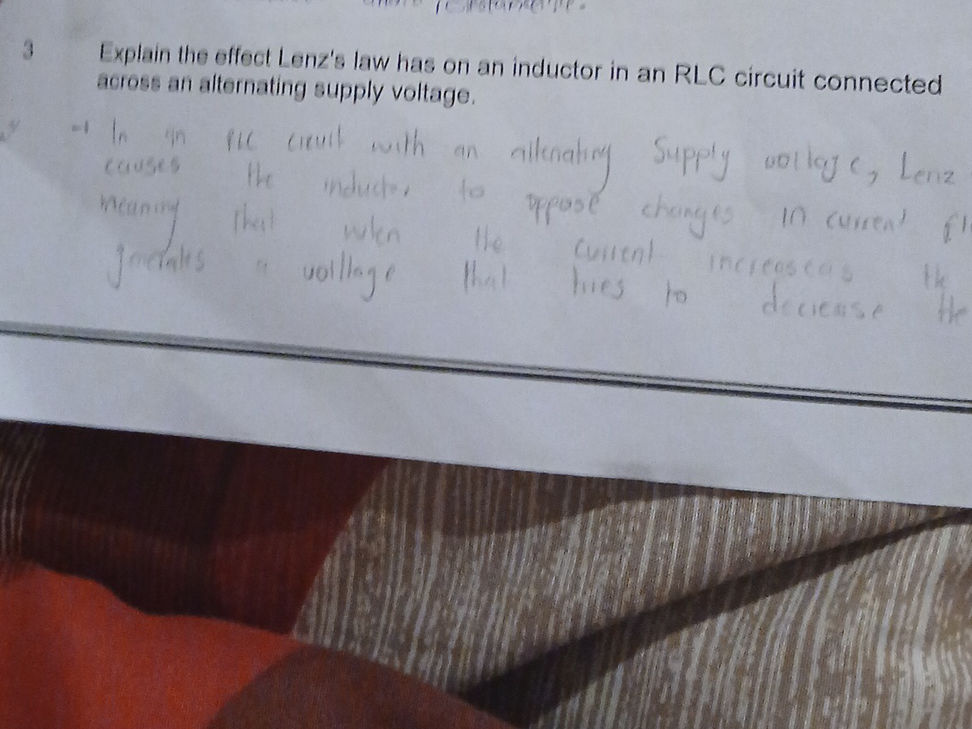 3 Explain the effect Lenz's law has on an | StudyX