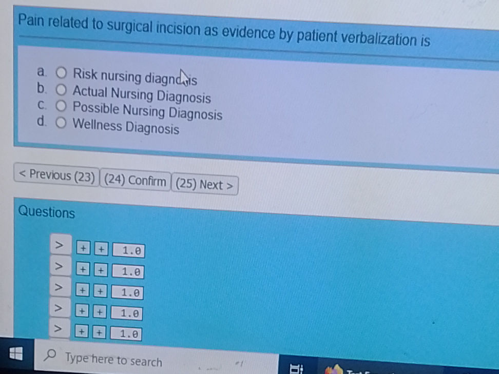 Pain related to surgical incision as | StudyX