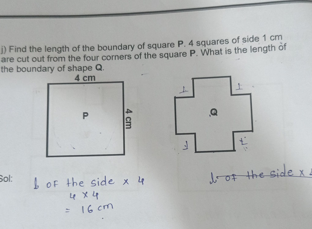 j) Find the length of the boundary of square | StudyX