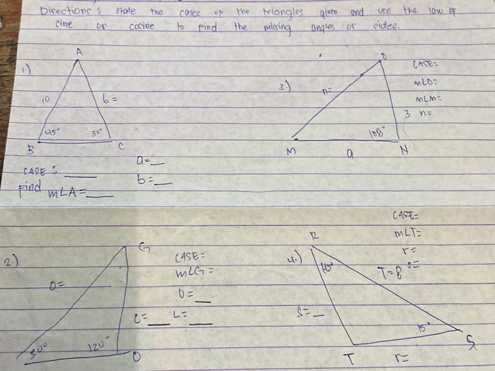 Directions state the case of the triangles | StudyX