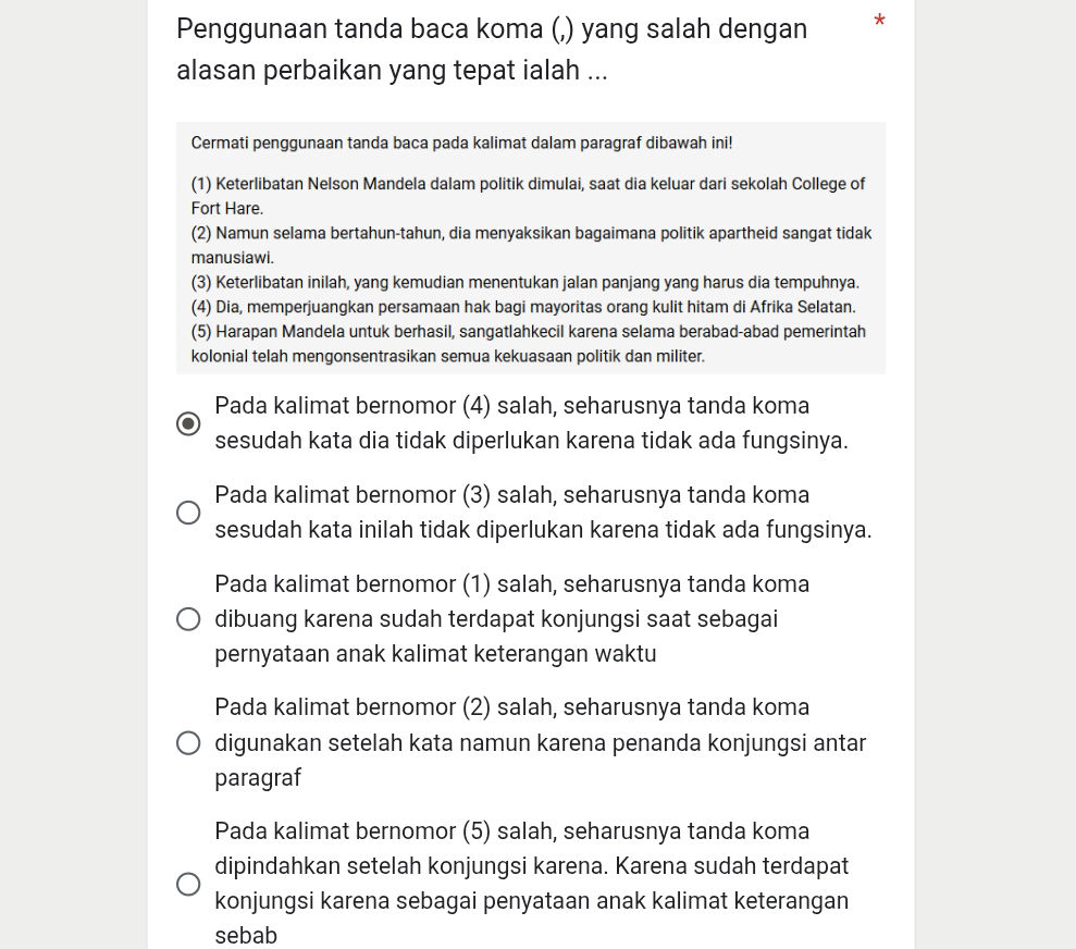 Penggunaan tanda baca koma (,) yang salah | StudyX