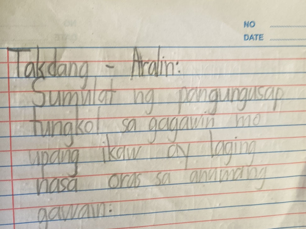 Takdang - Aralin: Sumulat ng pangungusap | StudyX