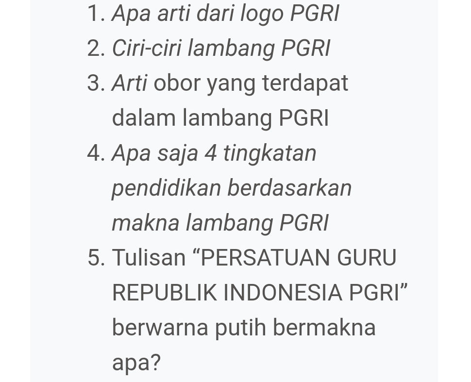1. Apa arti dari logo PGRI 2. Ciri-ciri | StudyX