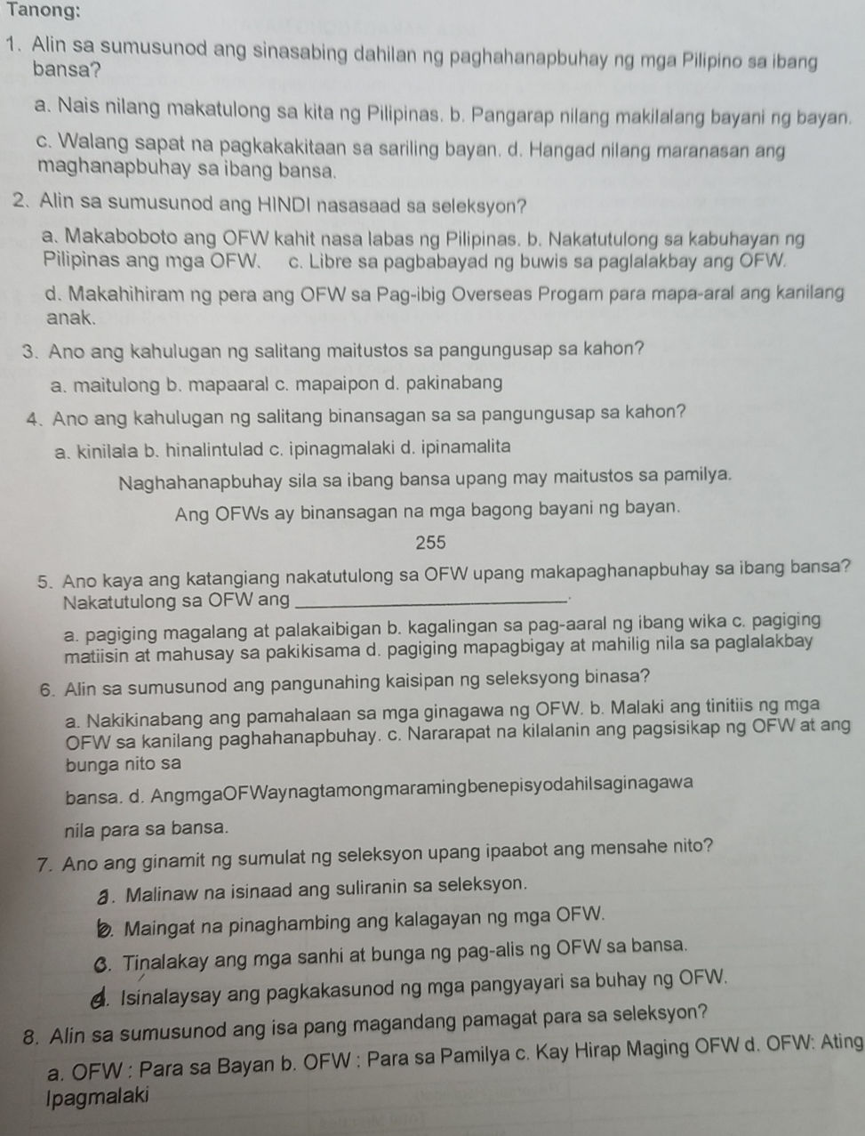 Tanong: 1. Alin sa sumusunod ang sinasabing | StudyX