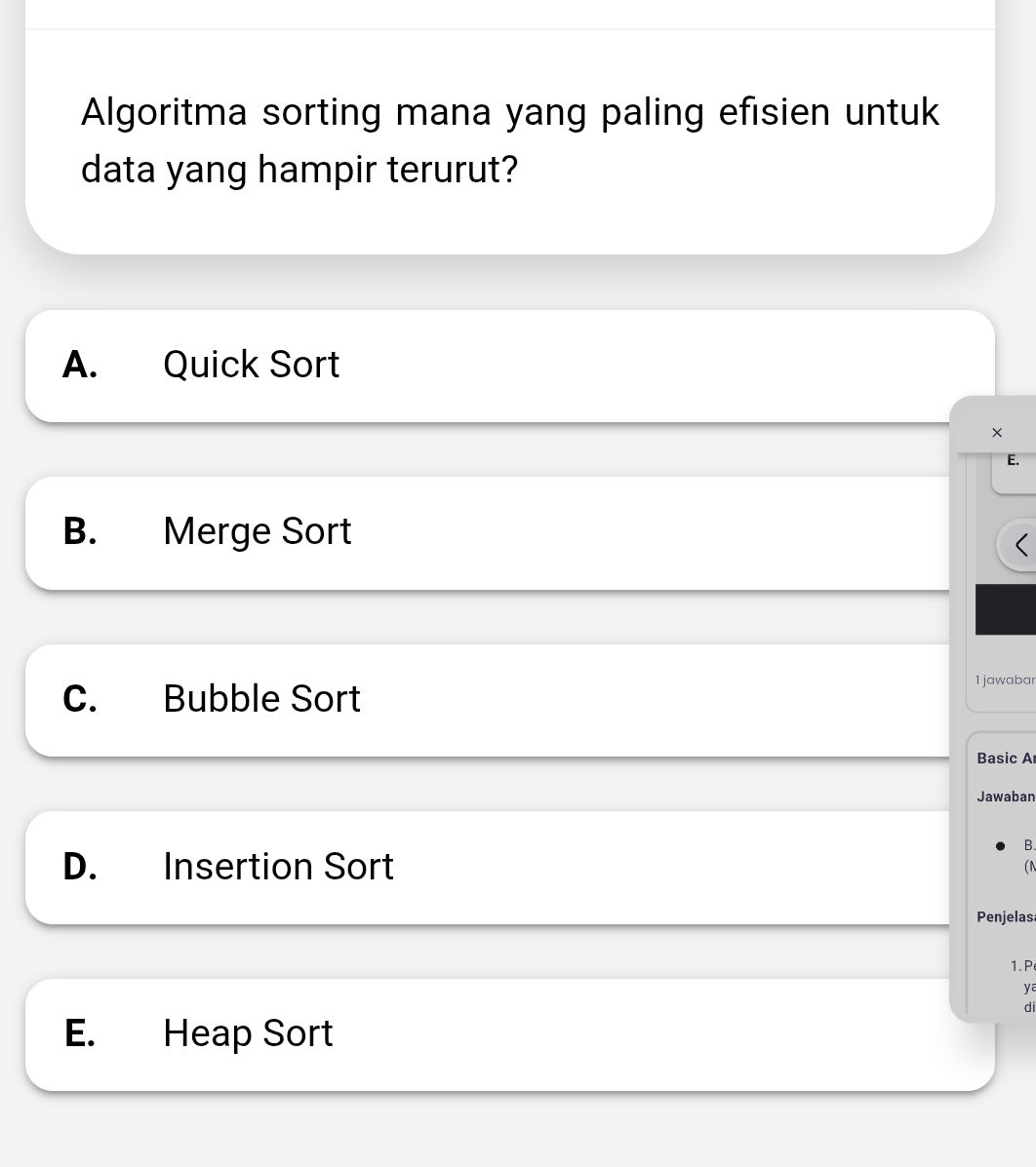 Algoritma sorting mana yang paling efisien | StudyX