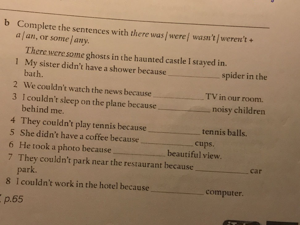 b Complete the sentences with there was / | StudyX