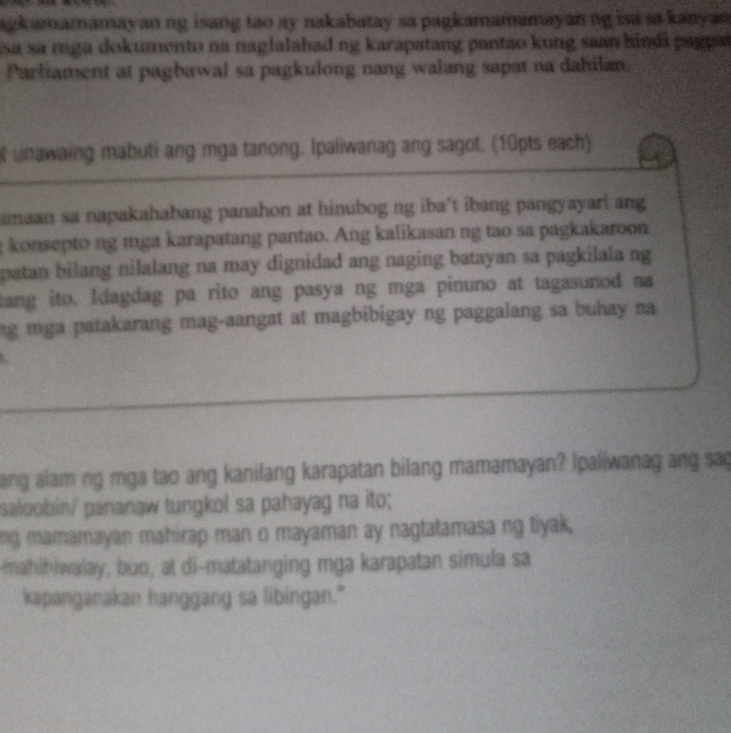 Unawaing mabuti ang mga tanong. Ipaliwanag | StudyX