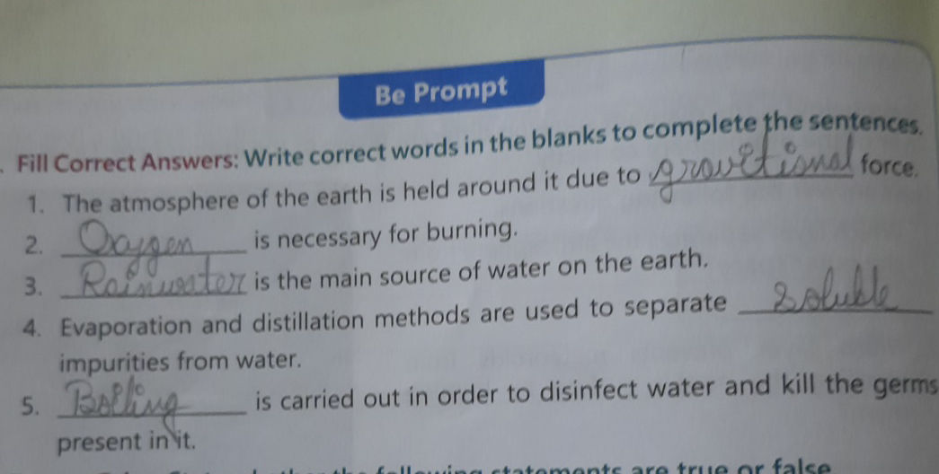 Fill Correct Answers: Write correct words in | StudyX
